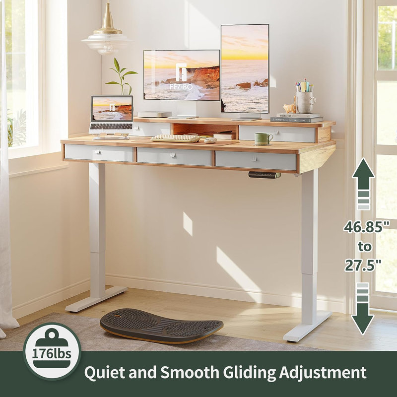 Inbox Zero Schwenk 47.4'' W Height Adjustable Rectangle Standing Desk & Reviews | Wayfair